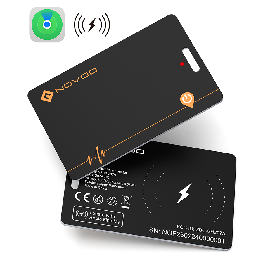 NOVOO Wireless Charging Wallet Tracker Card, Smart Bluetooth Item Tag,