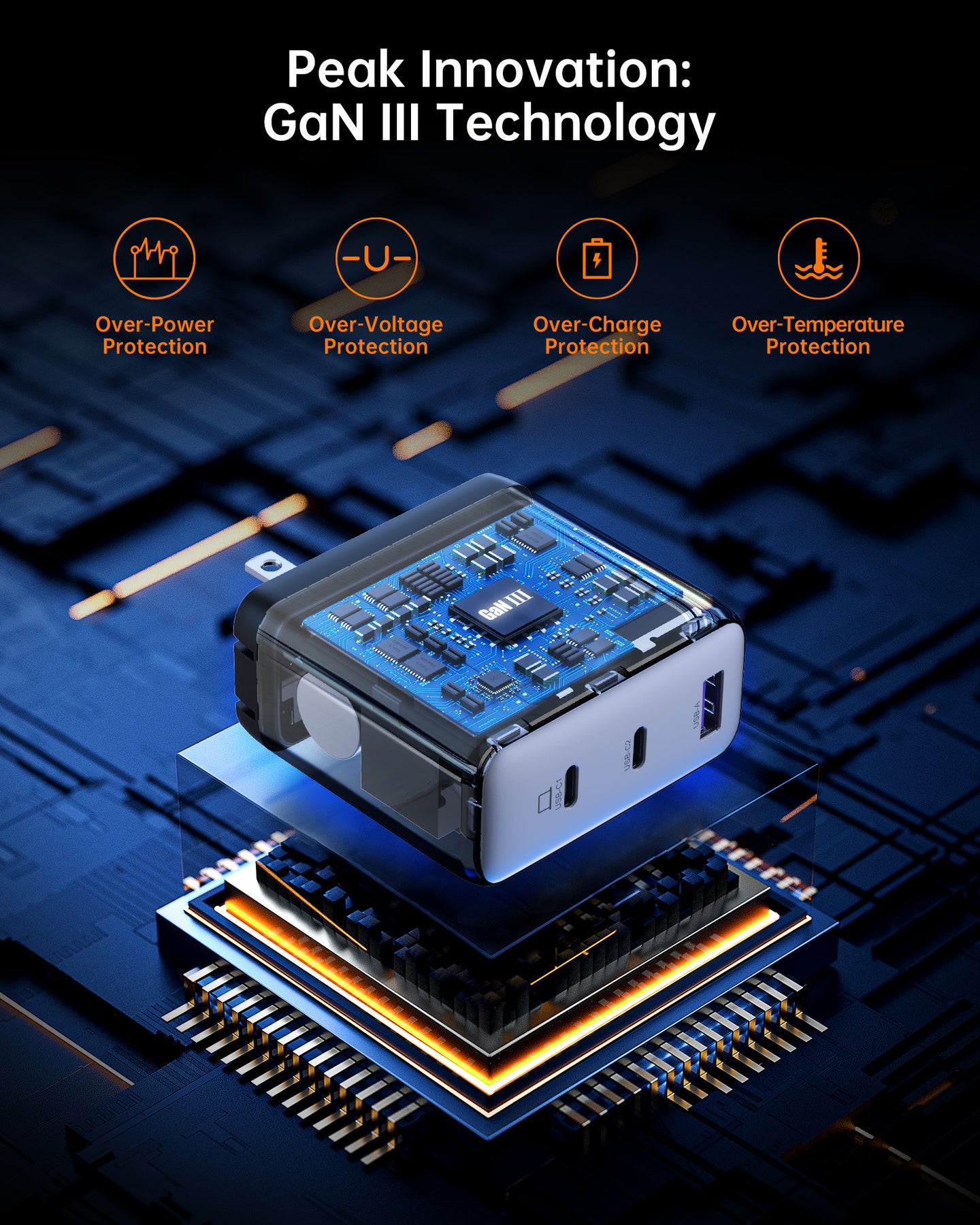 NOVOO RG120 3-Port 120W GaN Charger